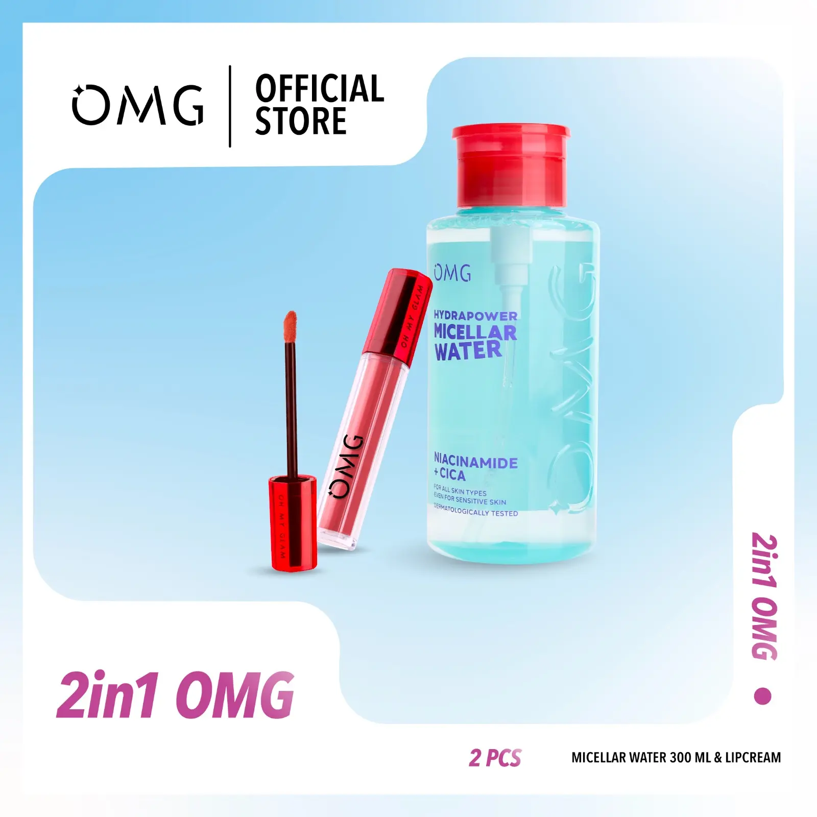 [PAKET HEMAT DUO] OMG Oh My Glam 2in1 Mattelast Lip Cream & HydraPower ...