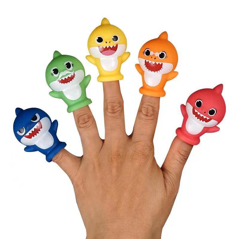 Doll Hand Puppet Finger Shark Baby Family Toy Squeeze Call Play ...