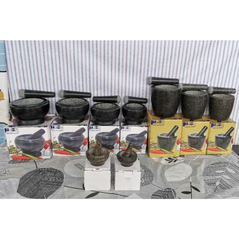 LESUNG BATU HITAM ASLI Stone Mortar With Pestle 8cm/10cm/14cm/16cm/18cm ...