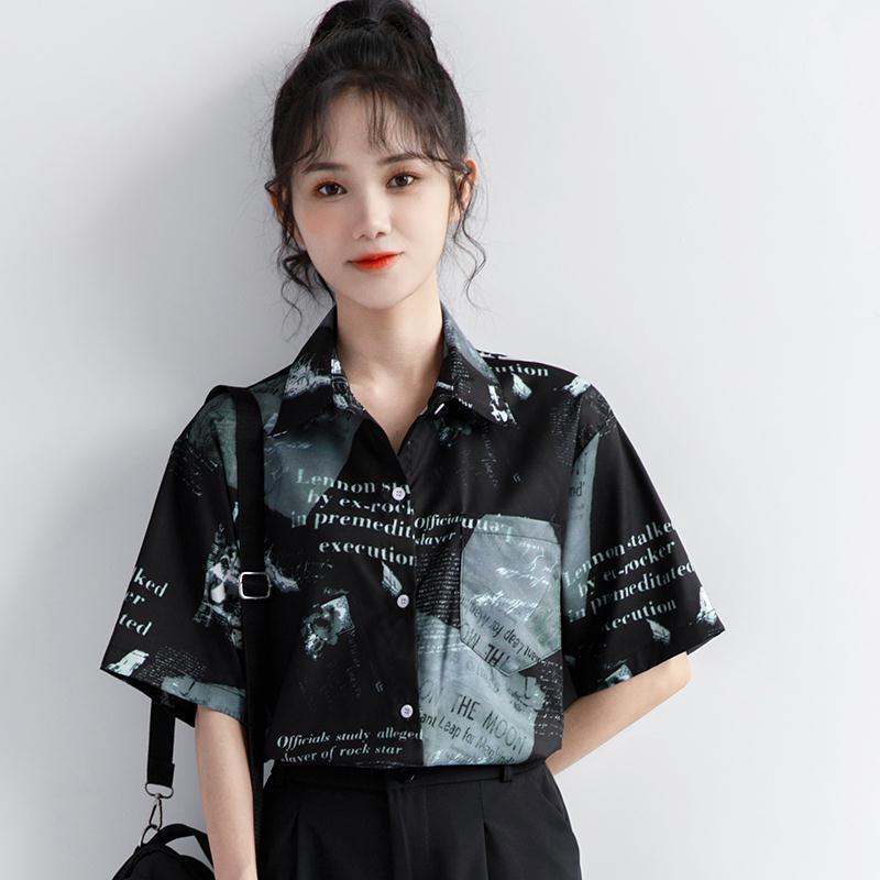 Kemeja Gaya Hong Kong Vintaj, untuk Wanita, Lengan Pendek, Baju ...