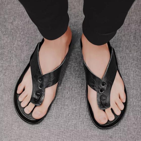 Sandal Pria Sandal Jepit Kulit Sintetis Model Simpel Sandal Nyaman ...