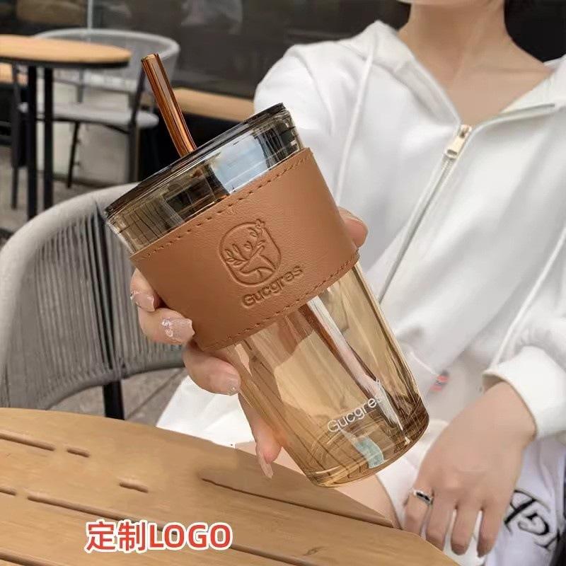 Cawan Buluh Kaca, Gaya Ins Bergaya, dengan Straw, Cawan Kopi - TikTok ...