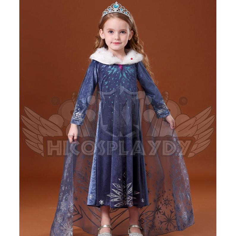 hiCosplaydy Kids Frozen Princess Elsa Long Sleeve Cosplay Costume ...