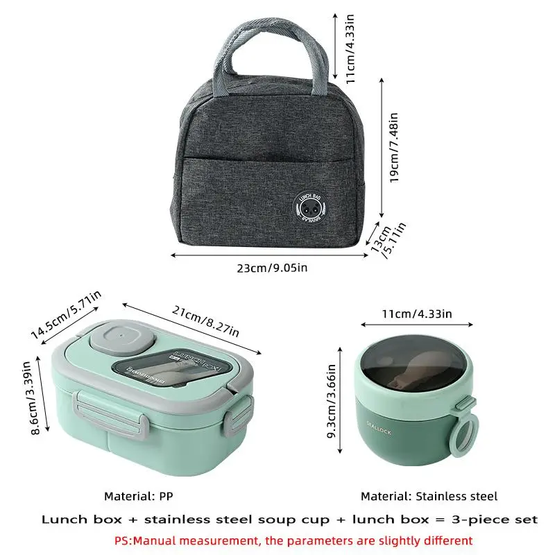 Spring Multi Grid Lunch Box with Cutlery Set, Portable Tableware Lunch ...