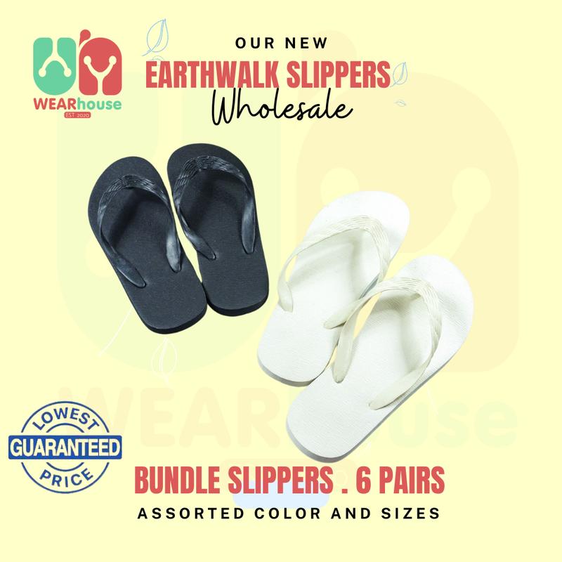 BUNDLE (6 PAIRS) EARTH WALK SLIPPERS FASHION RUBBER QUALITY LIGHTWEIGHT ...