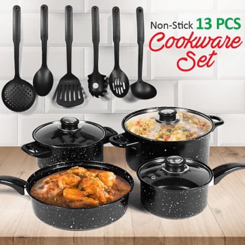 COD 13 Piece Cookware Set Non Stick Pans And Casseroles With - TikTok ...