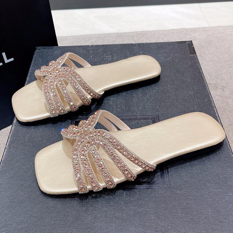 Sandal Gaya Roman untuk Wanita, Tali Silang Berlian buatan, Rekaan ...