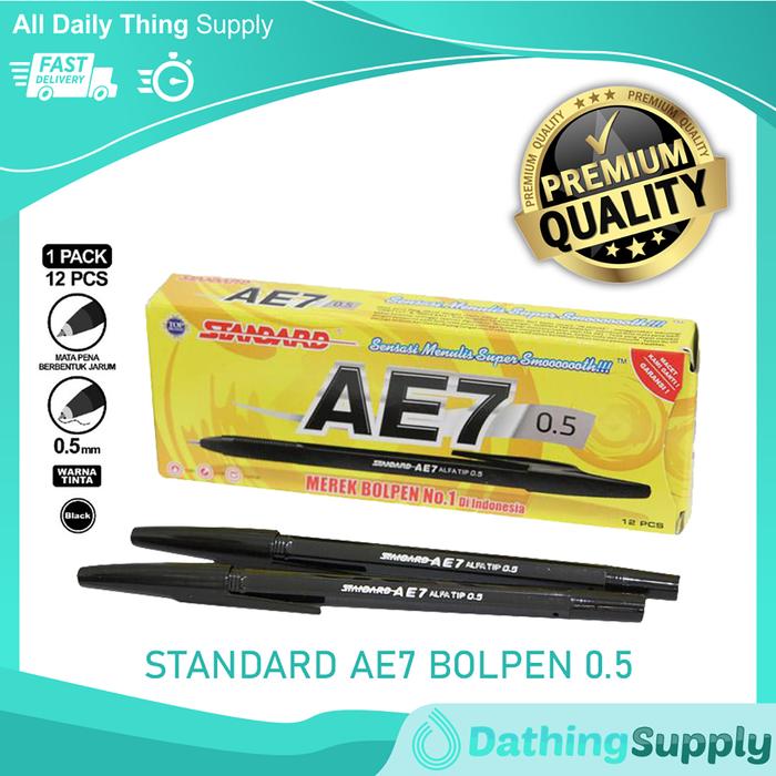Jual Pulpen Standard AE-7 Hitam / Pena Pen AE7 isi 12 PCS Office ...