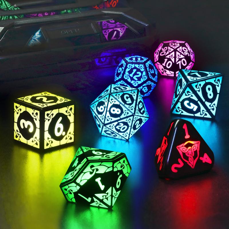 LED DND Dice Set Rechargeable, Cool Light up Dice Wireless Charging ...