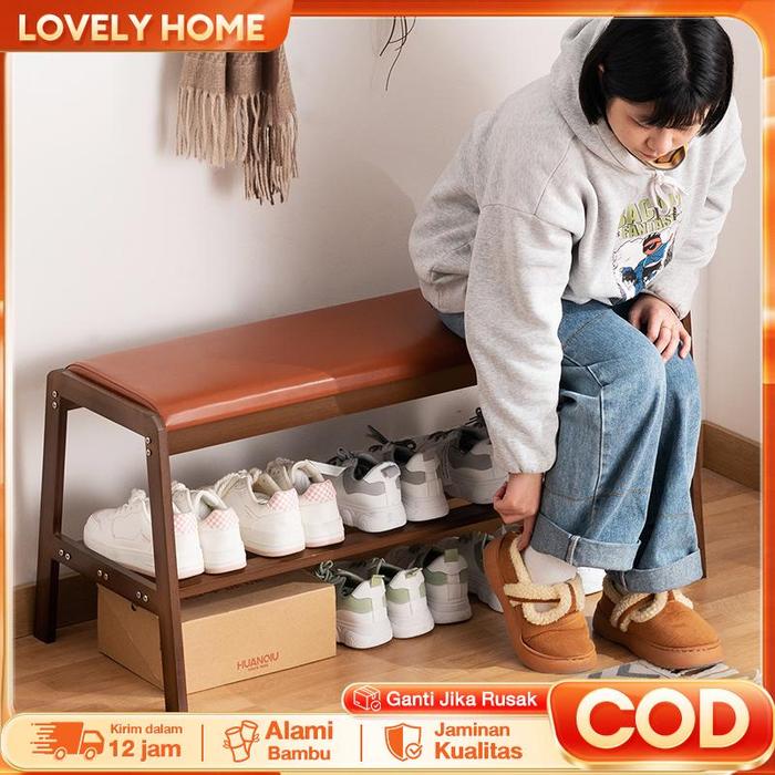 Promo LACCOHUG Bangku Ganti Sepatu Rumah Depan Pintu | Kayu Solid Mewah ...