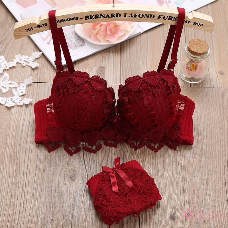 Women Push Up Bra Set Floral Lace Underwire Brassiere Outfit - TikTok ...