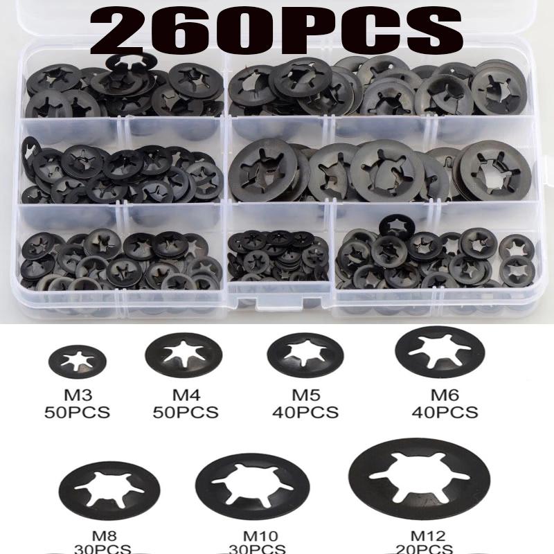 260Pcs M3 M4 M5 M6 M8 M10 M12 Push-on Locking Washers Star Nut - TikTok ...