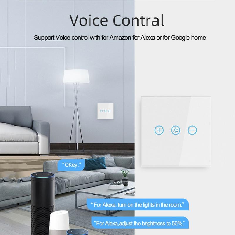 Wifi Smart Dimmer Switch AC100-240V Light Touch Dimming For Tuya ...