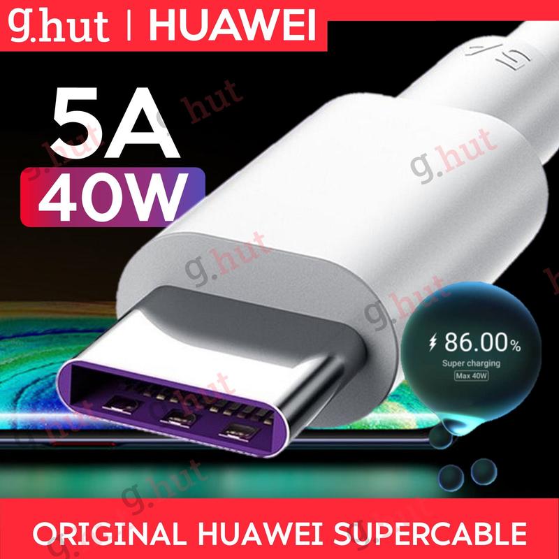 Kabel Pantas Huawei 40W SuperCharge, 100% asli, 5A SuperPengecas ...
