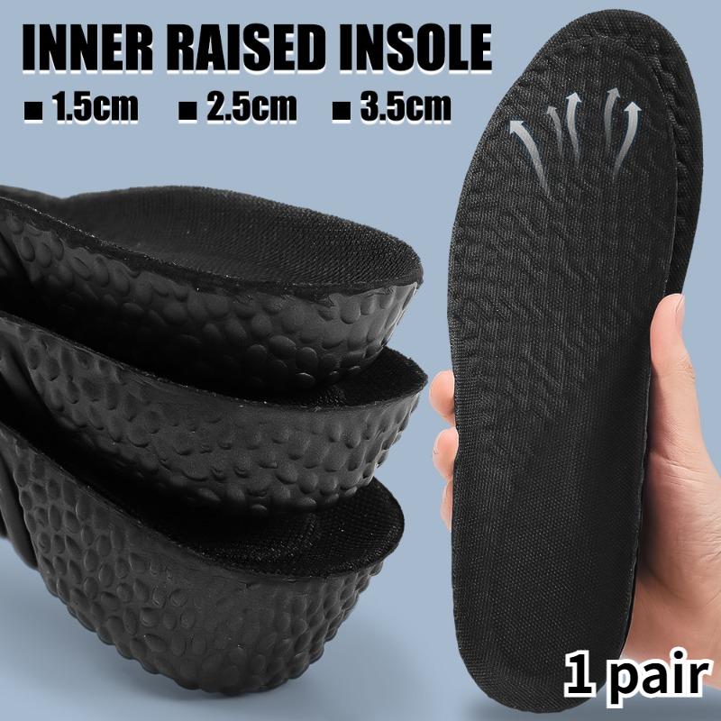 1 Pair Black Breathable Height Increasing Insoles Soft Shock-absorbing ...