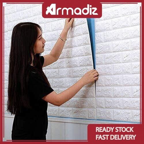 AMZ DIY Wall Paper Dinding Premium 3D Brick 70x77cm Waterproof - TikTok ...