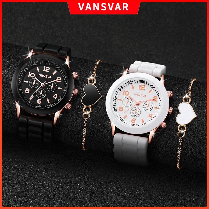 Jam tangan kuarza Geneva untuk wanita, jalur silikon kasual, - TikTok ...