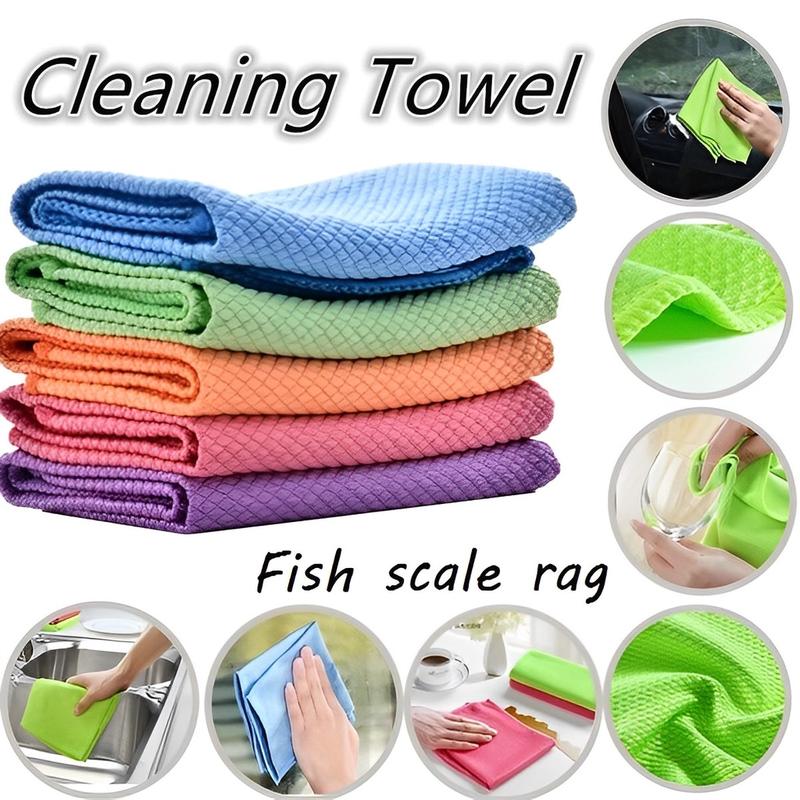 【3 PCS】Pack Shaped Fishscale Rag Microfiber Glass Towel Rag Glass ...