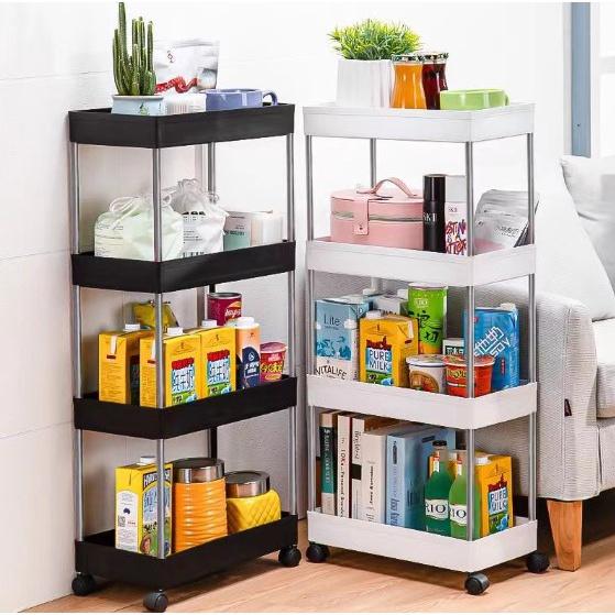 4 Layer Moving Bathroom Rack Kitchen Storage Shelf Wall Cabinets ...