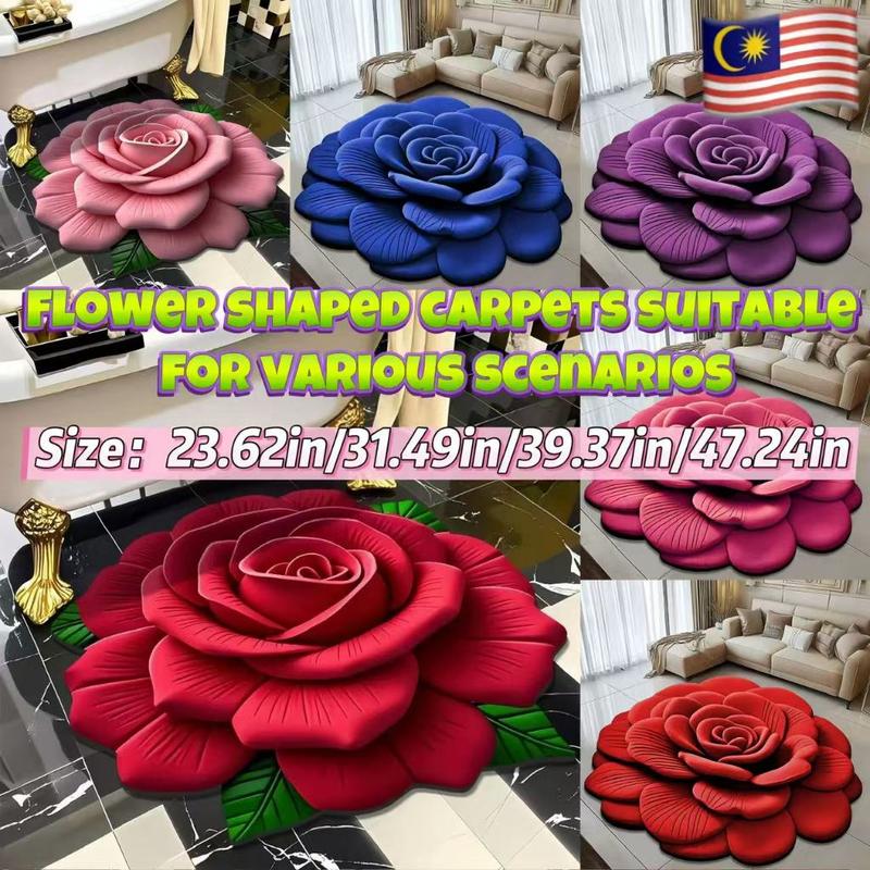 【COD 】60-120CM Permaidani Bunga 3D Tikar Getah Tebal Karpet Bilik Tidur ...