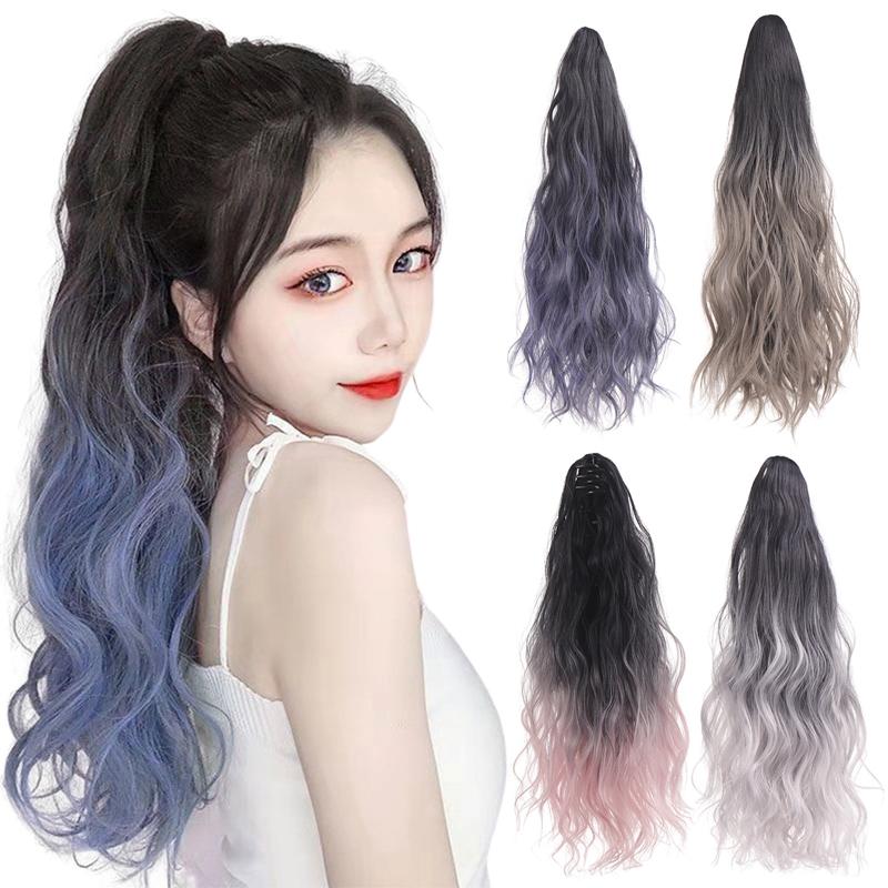 Long Wavy Straight Claw Clip On Ponytail Hair Black Mixed With - TikTok ...