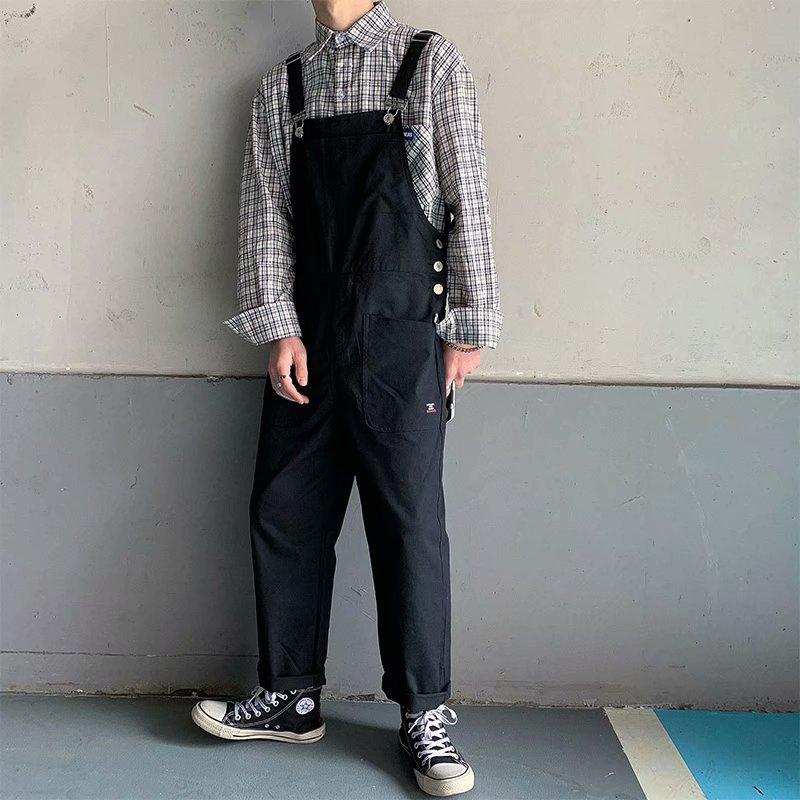 Loose European and American One-Piece Overalls Men's Bib Street ...
