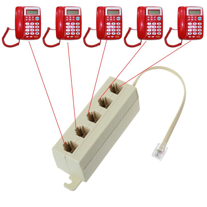 RJ11 6P4C Male Plug to 5 x 6P4C Female Outlet Adapter Splitter - TikTok ...