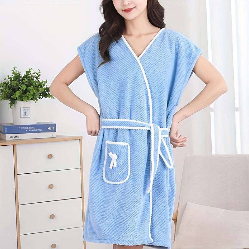 Modern Plaid Patterned Polyester Bathrobe for Women - Super Soft ...