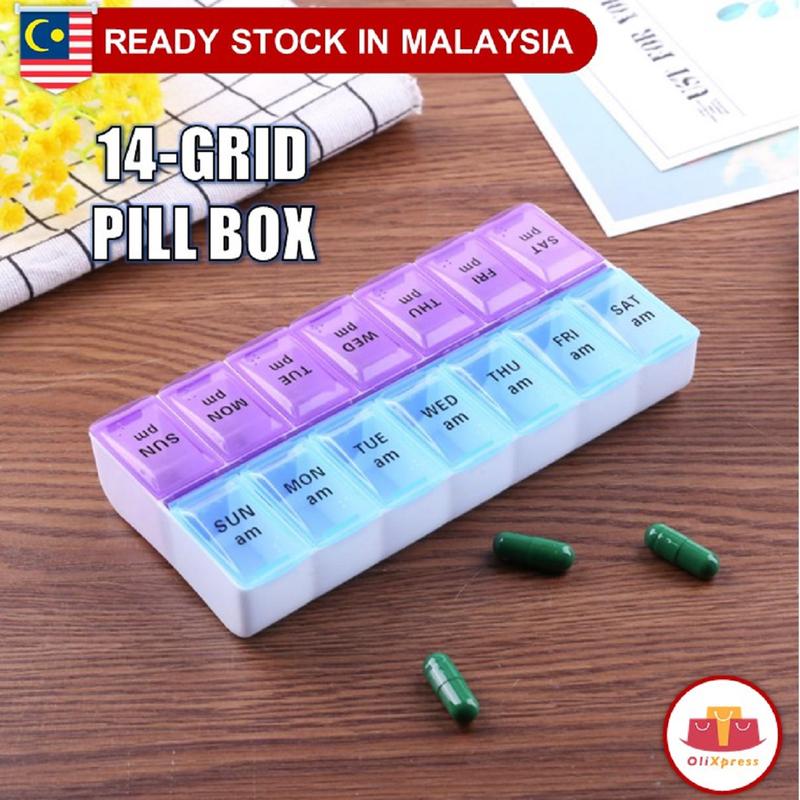 14 Grids 7 Days Weekly Pill Case Medicine Kotak Ubat Dispenser - TikTok ...