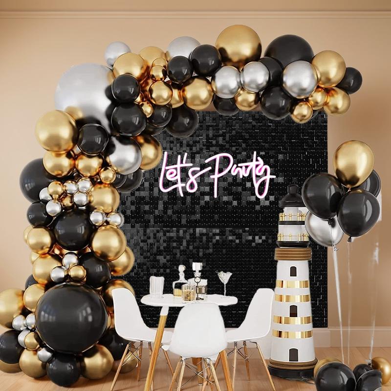 （Black）Shimmer Wall Backdrop 24PCS Sequins Backdrop Decoration - TikTok ...