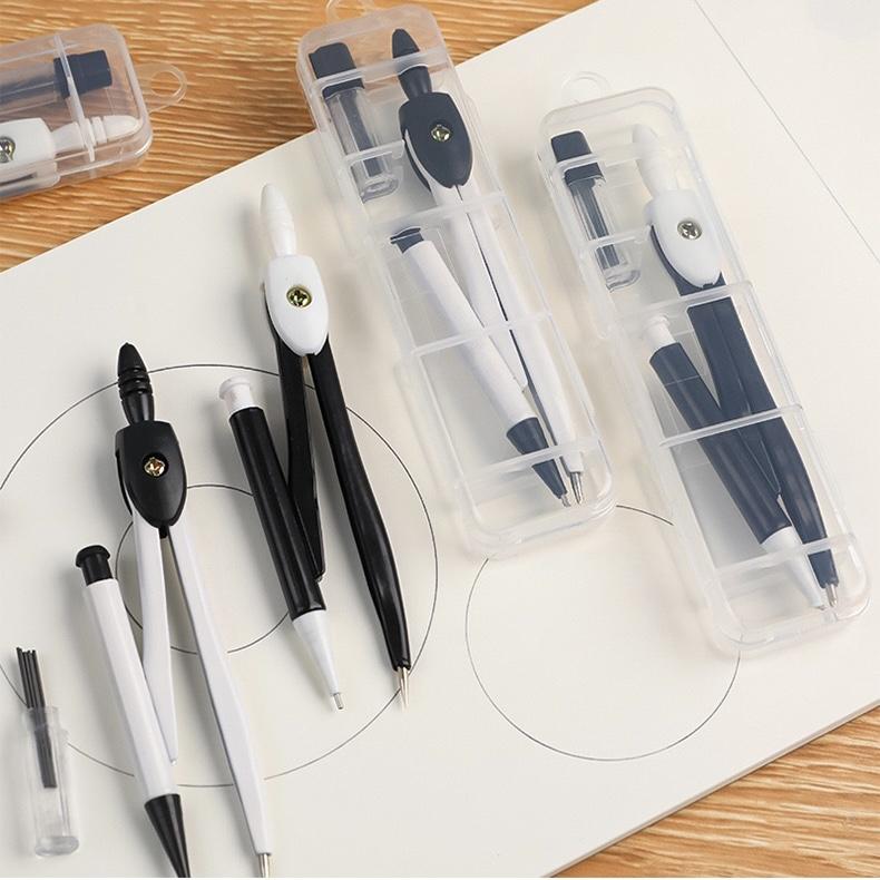 1Pcs Compass Set With Pencil Lead Box Student Metal Drawing Compasses ...