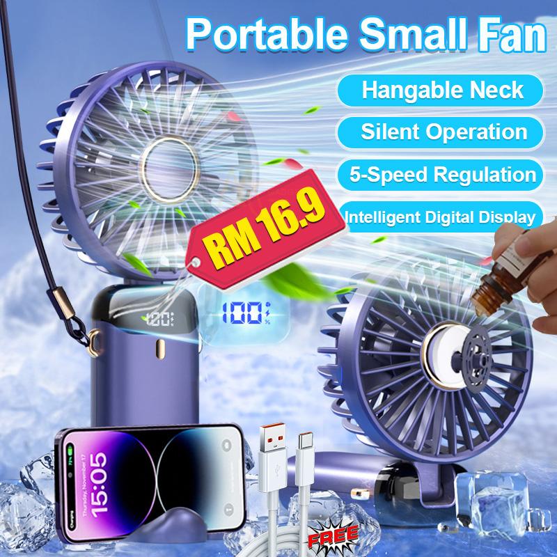 Kipas Mini Fan Portable Fan USB Rechargeable Mist Fan 5 Spee - TikTok ...