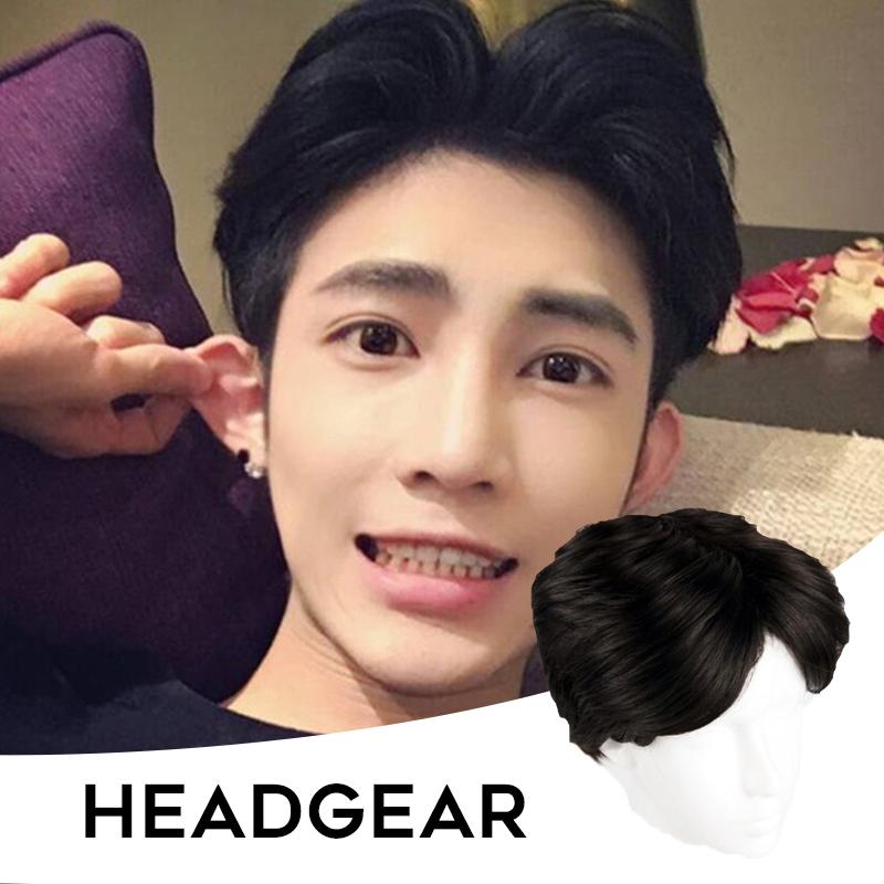 Men's Black Wig Boys Short Centre Parted Bangs High Temperature ...