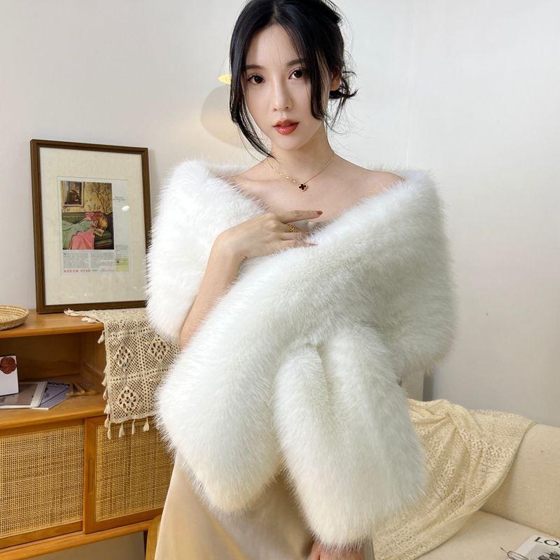 Plush Shawl Stage Dinner Dress Bridal Cape Scarf Women's Autumn ...