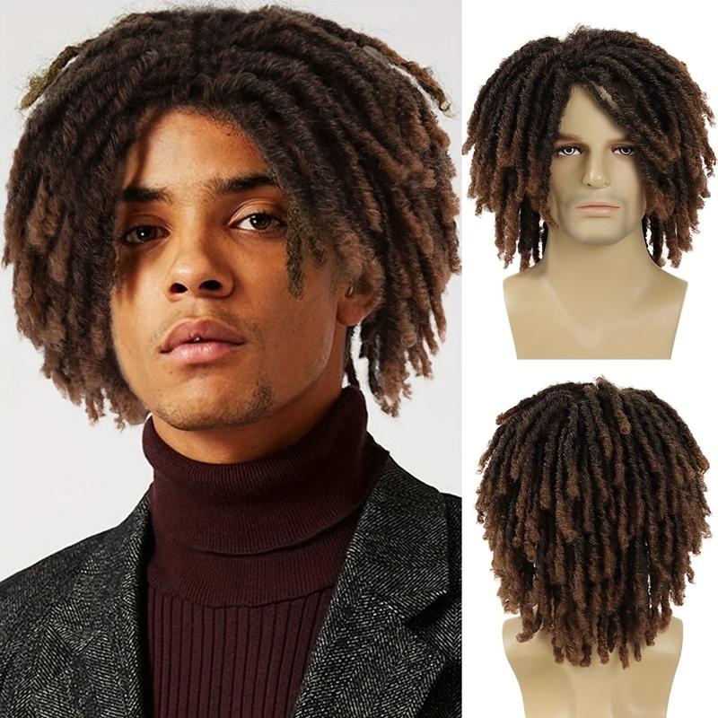 Rambut palsu sintetik jalinan pendek lelaki, 1 helai, Afro Bob ...