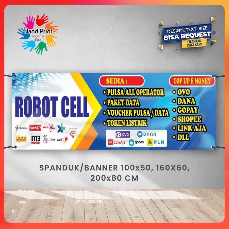 SPANDUK BANNER Konter Pulsa Robot Cell Topup Bisa Request Desain - Shop ...