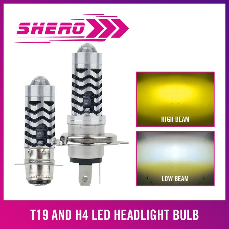 Motorcycle T19 and H4 Headlight Bulb with Blue Park Light Heavy ...