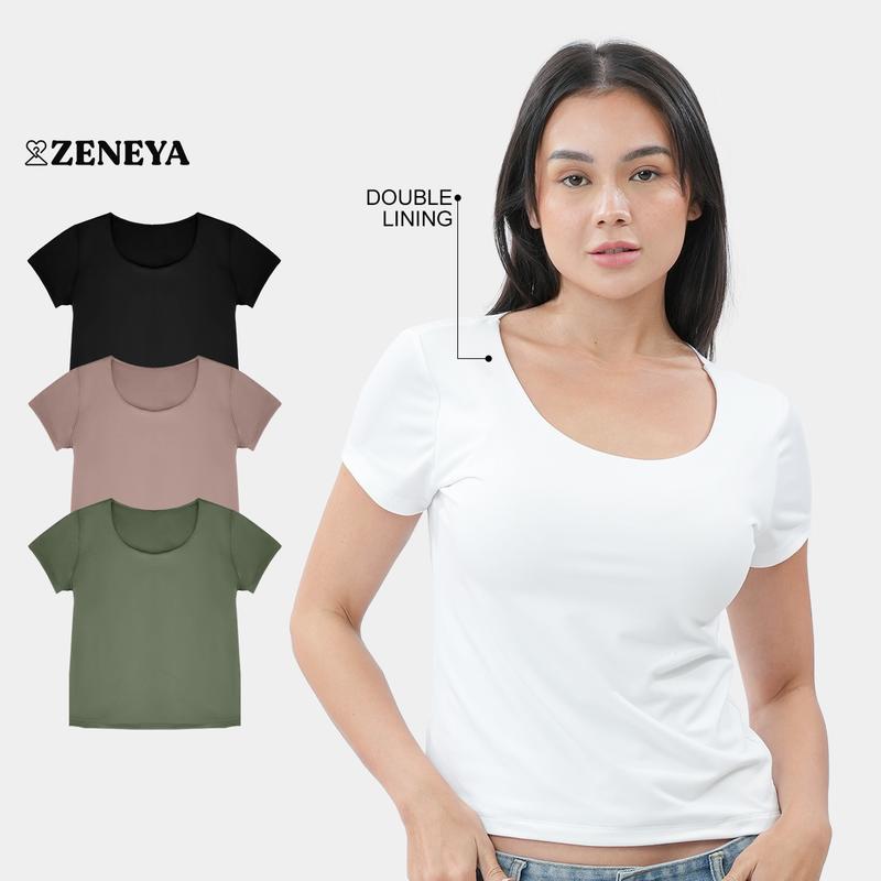 Zeneya Scoop Neckline T Shirt For Women Slim Fitting Strechable ...