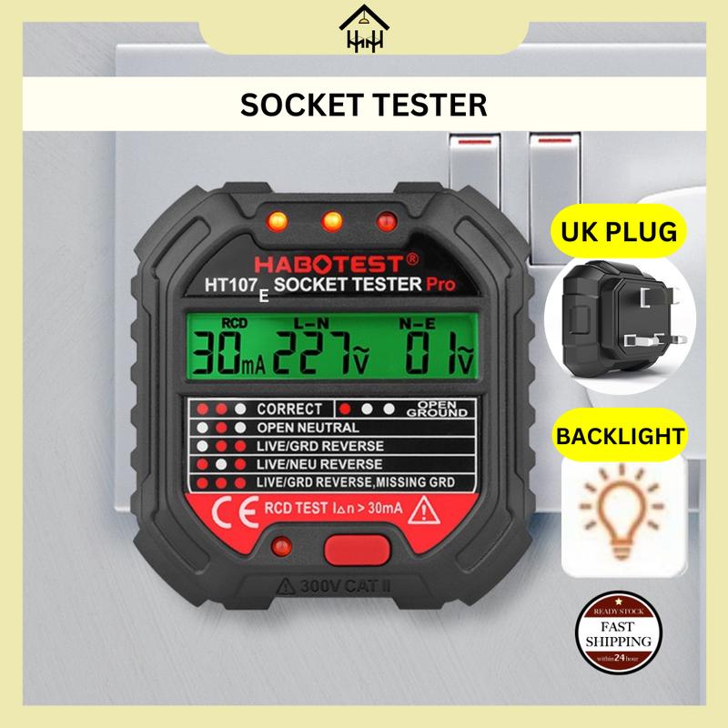 Ready Stock UK 3 Pin Plug Digital Socket Tester HT107E Electric ...