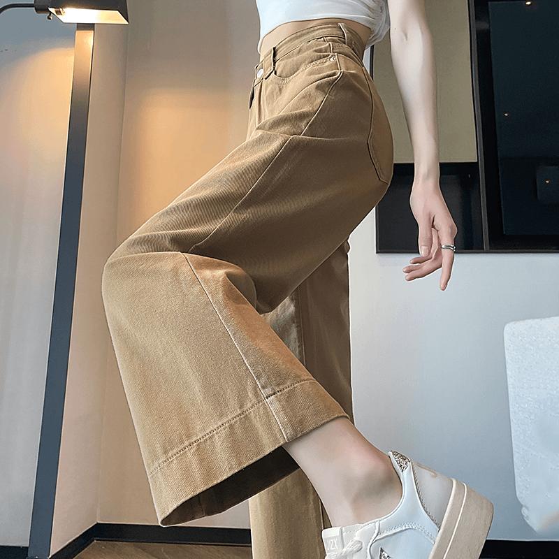 Seluar Jeans Kaki Lebar, Warna Khaki, 8 Mata, Untuk Wanita, 2024 ...