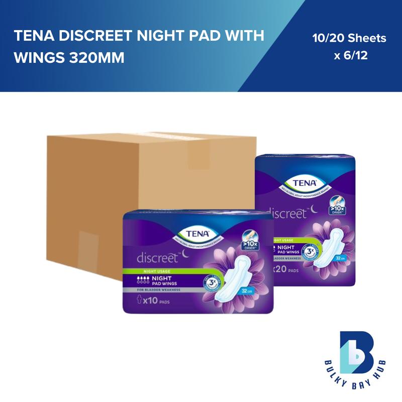 [Carton Deal] Tena Discreet Night Pad With Wings 320mm (10s/20s ...