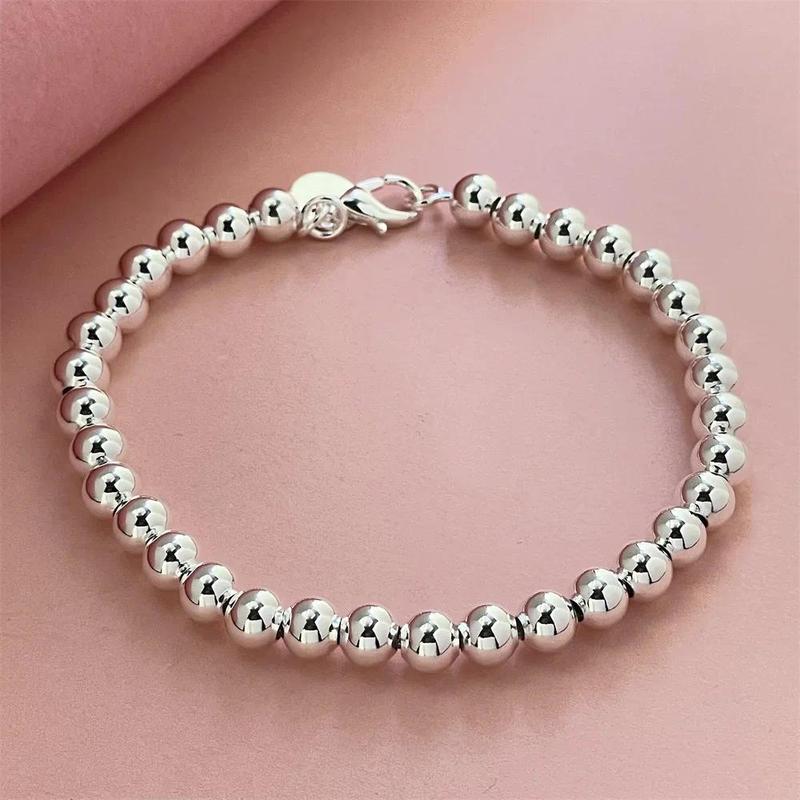 Gelang Perak 925 Sterling, Manik 6MM Indah, 18-20CM, Untuk Wanita ...