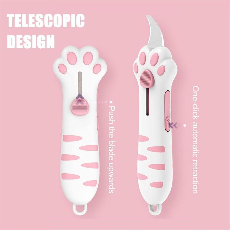 Cute Cat Claw Telescopic Box Knife - Foldable Art Knife, Alloy Steel ...