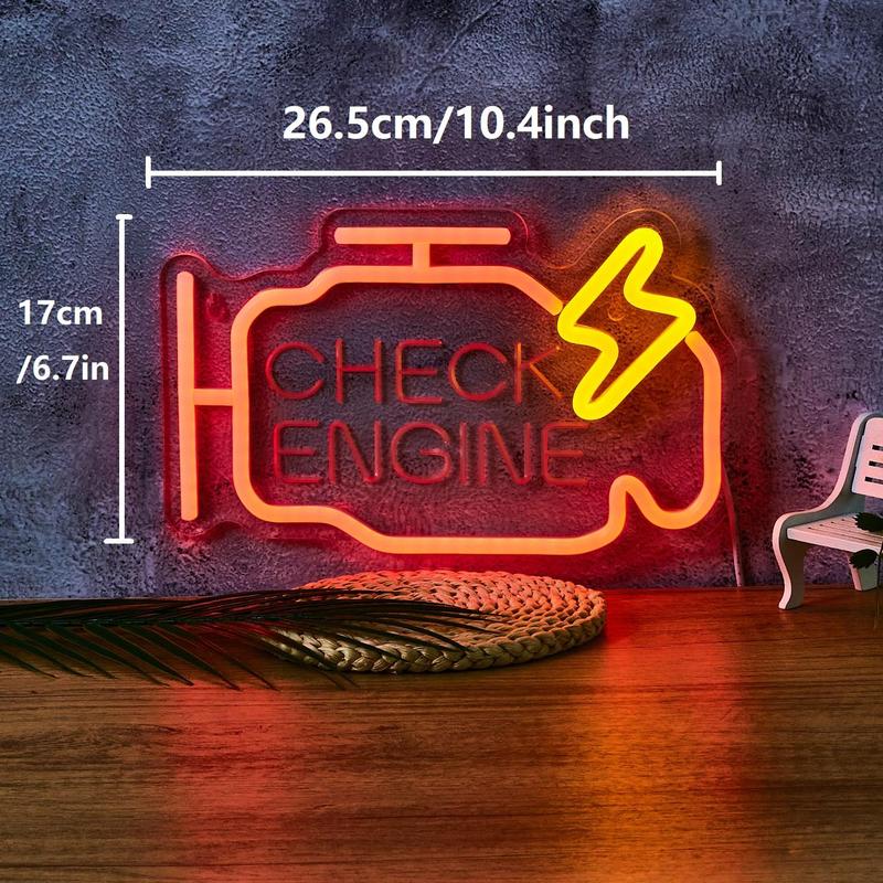 Check Engine Design Neon Light, USB Powered LED Neon Sign, Decorative ...