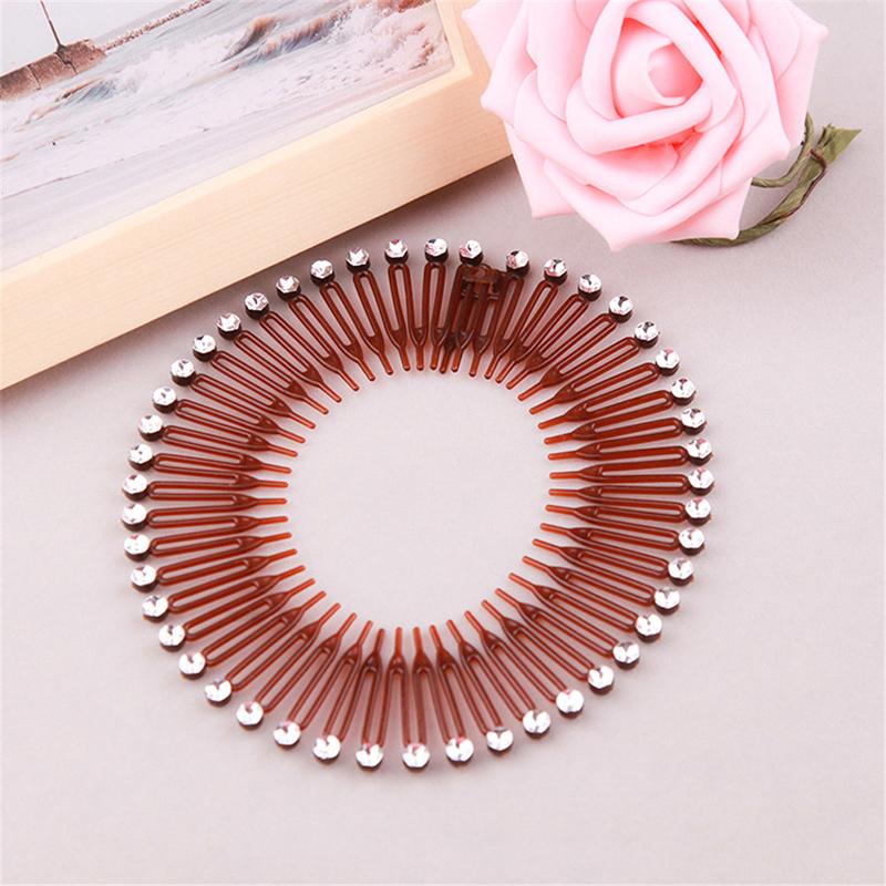 [LLL]Women Plastic Full Circle Stretch Flexible Comb Teeth Headband ...