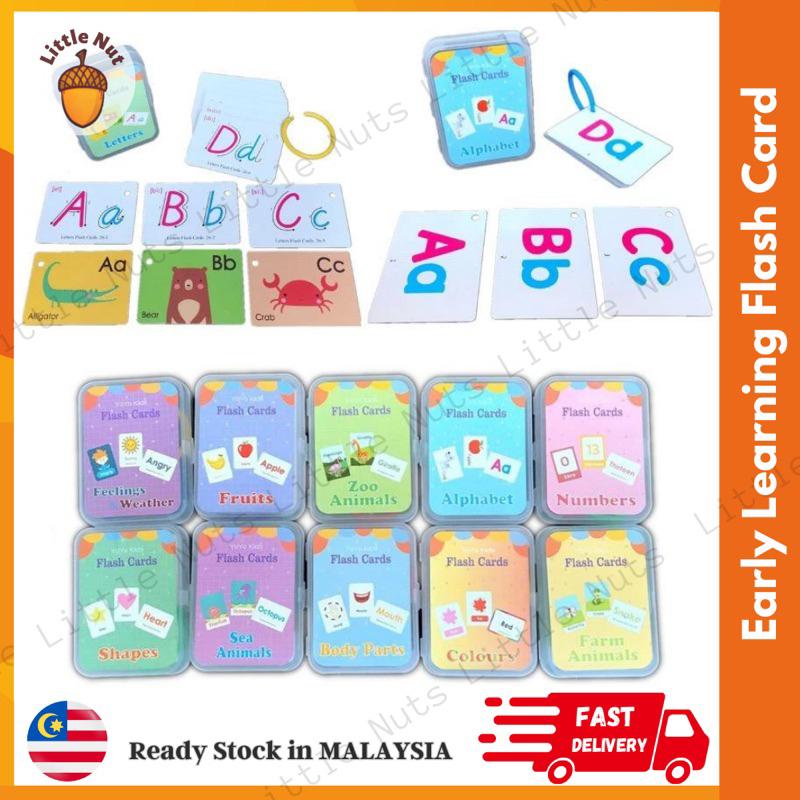 Early Learning Flash Card Kad Animal Shape Colour Number Alphabet ...