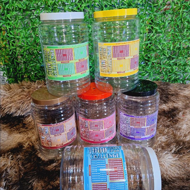 transparent clear jar alkansya ipon challenge papers bills new - TikTok ...