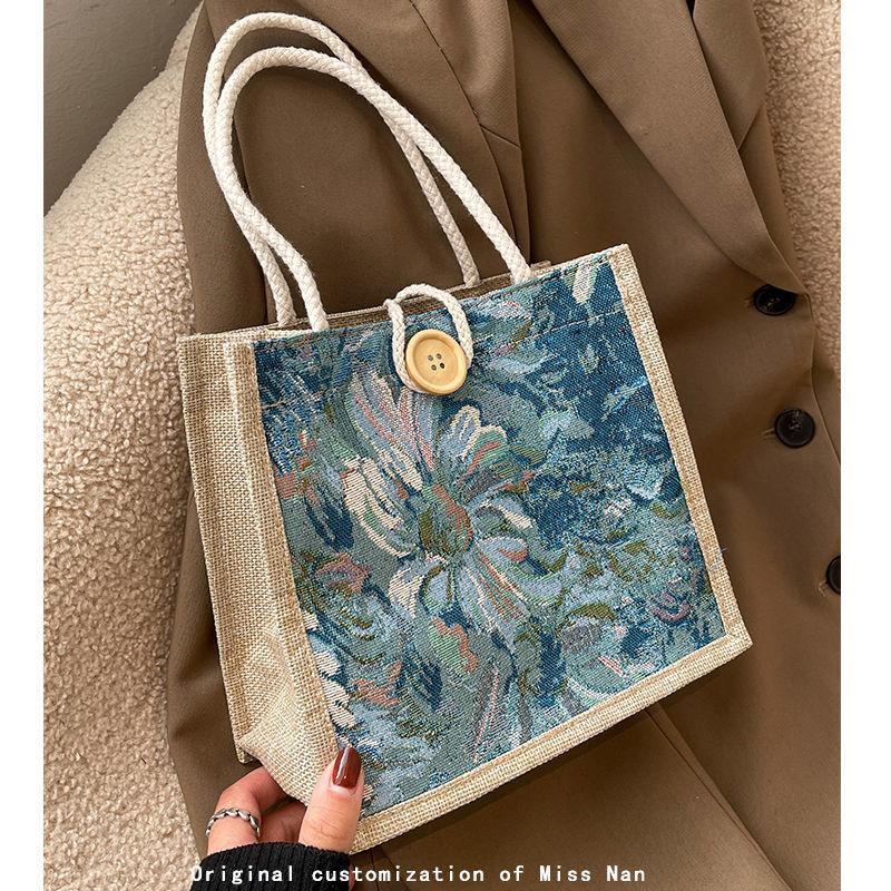 Beg Tangan Linen, INS, Untuk Wanita, Beg Tangan Luar, Beg Kotak ...