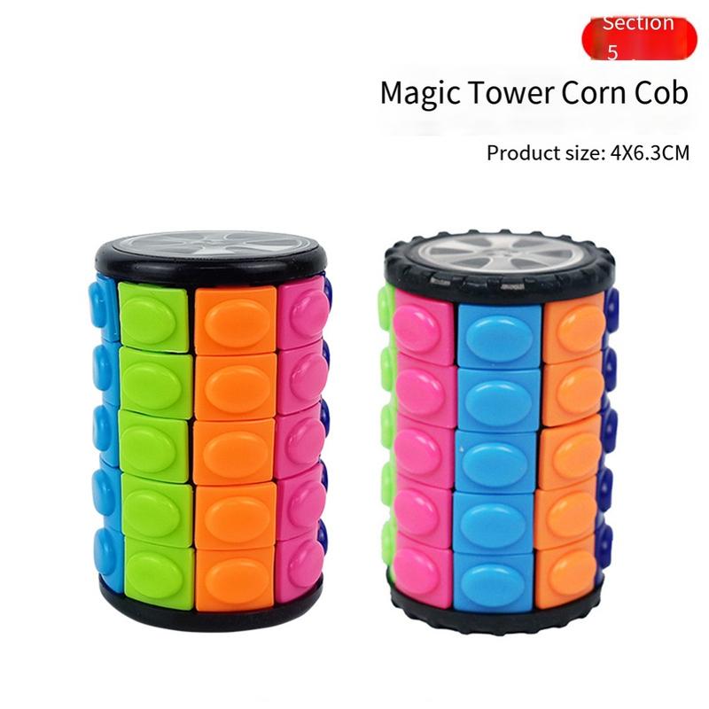 3D Rotate Slide Cylinder Colorful Stress Relief Cube Kids Puzzle ...