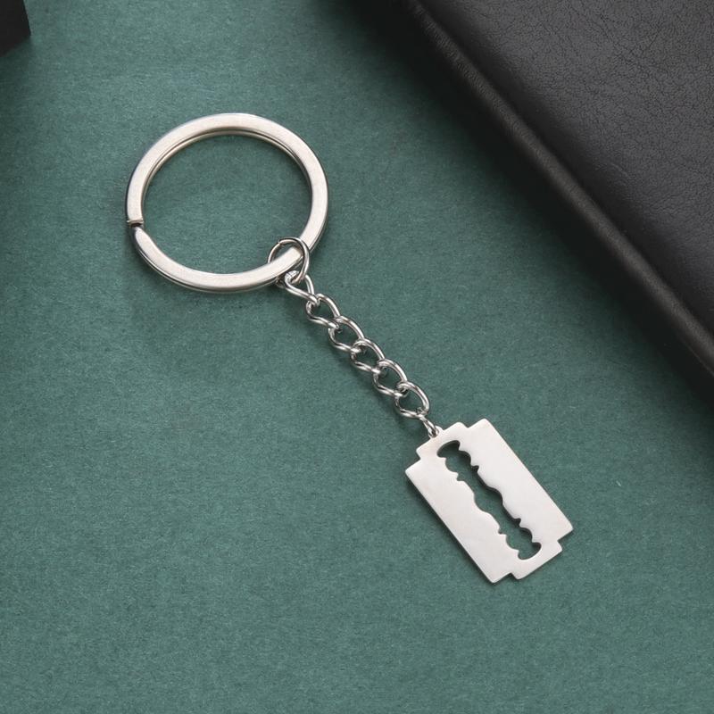 blade keychain Fashion Stainless Steel Blade Razor Shape Keyring ...